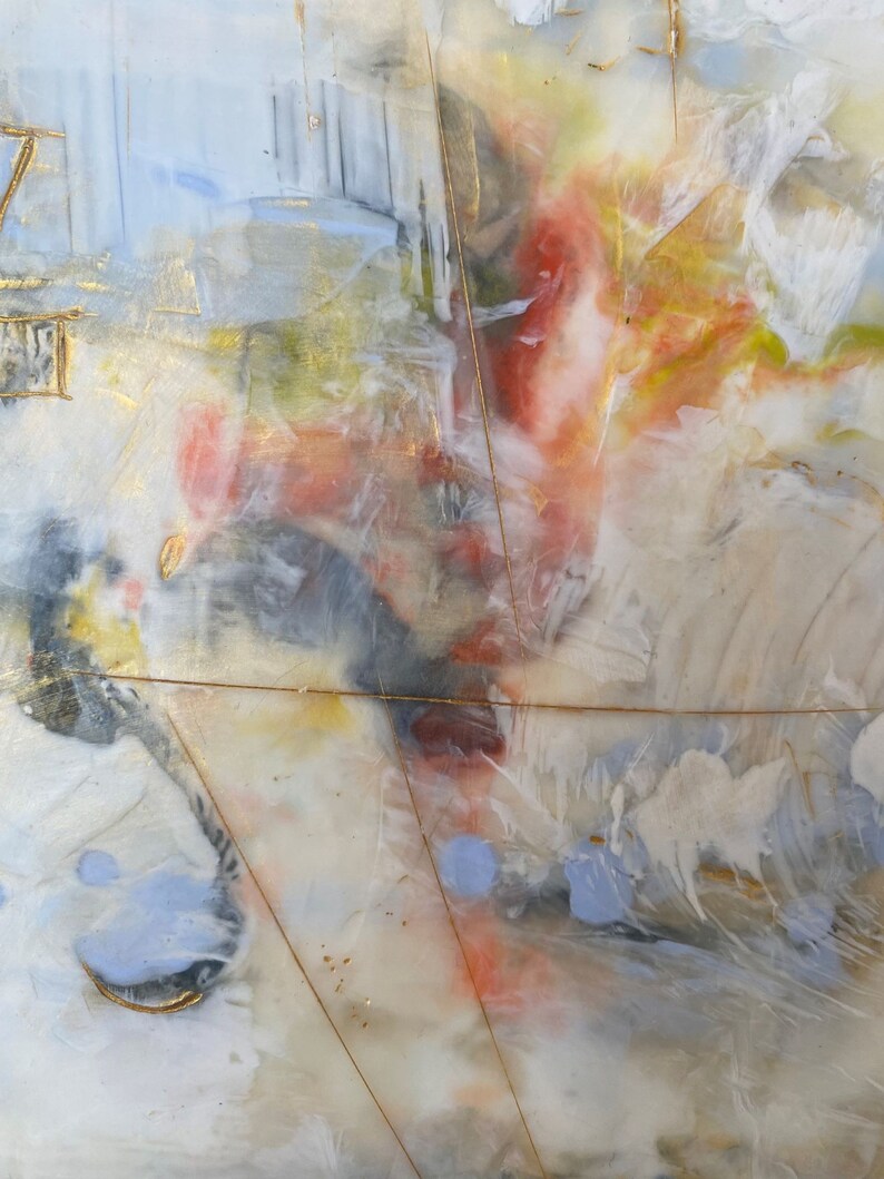 Abstract Encaustic (beeswax & Damar Resin) Painting on Birch Panel, 8 ...