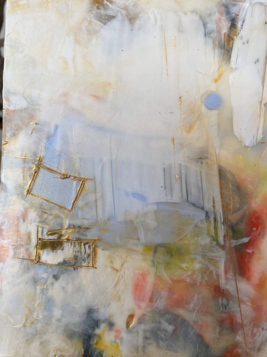 Abstract Encaustic (beeswax & Damar Resin) Painting on Birch Panel, 8 ...