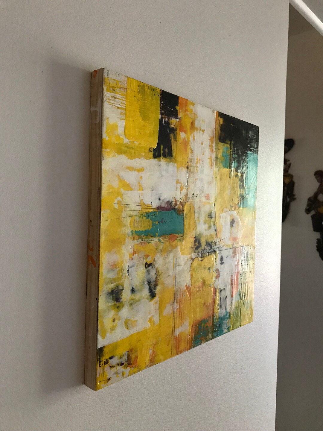 Abstract Encaustic (beeswax & Damar Resin) Painting on Birch Panel, 12 ...