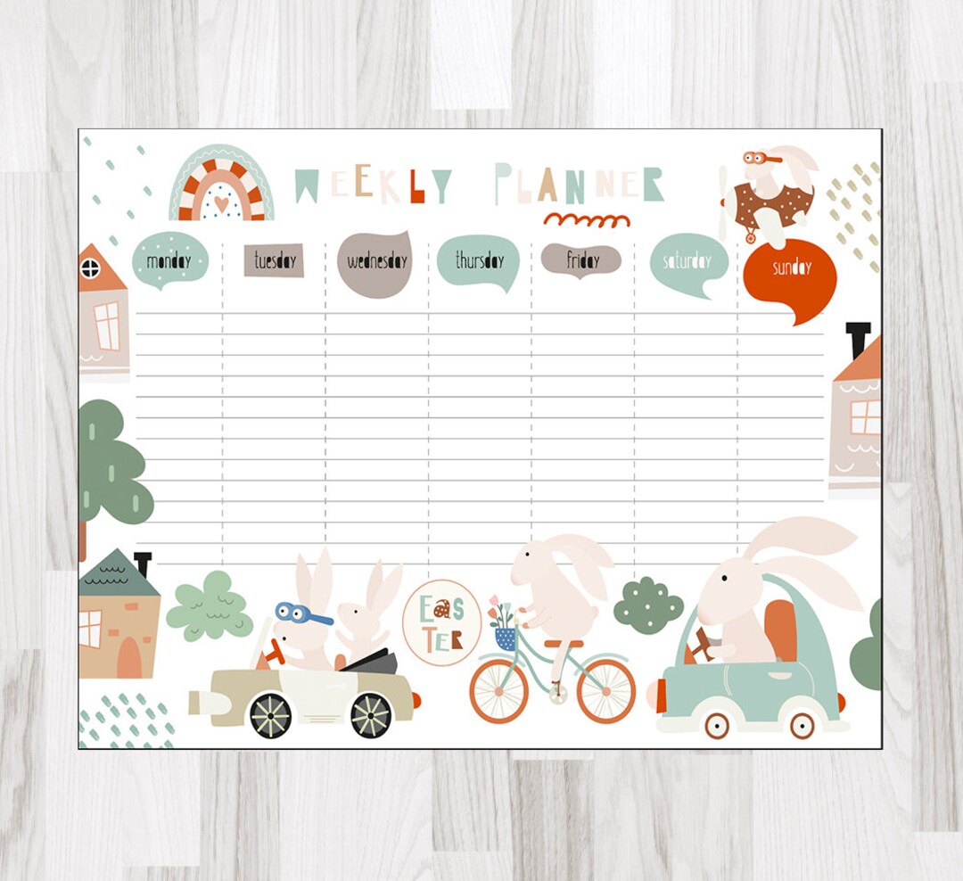 Bunny Weekly Planner Printable - Etsy