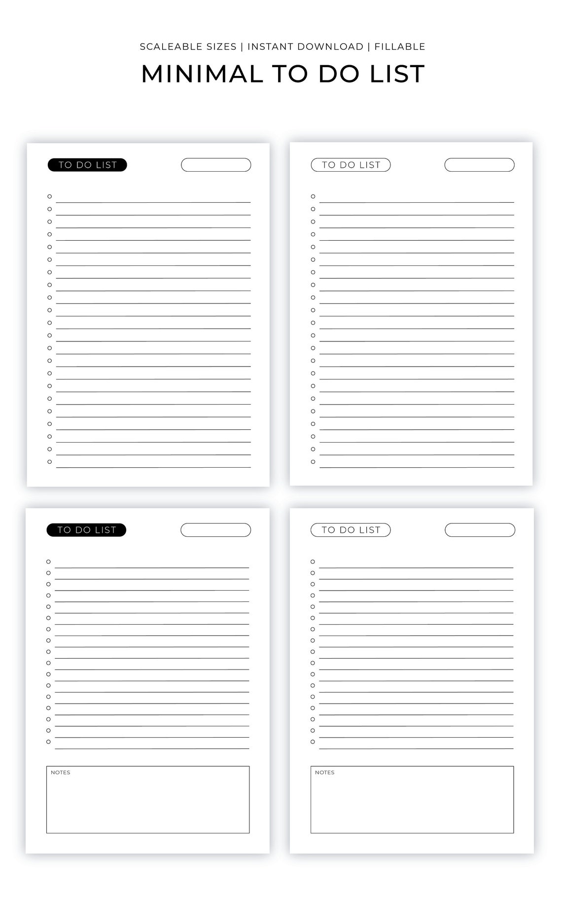 Minimal to Do List Printable / Simple Tasks Lists Template / - Etsy