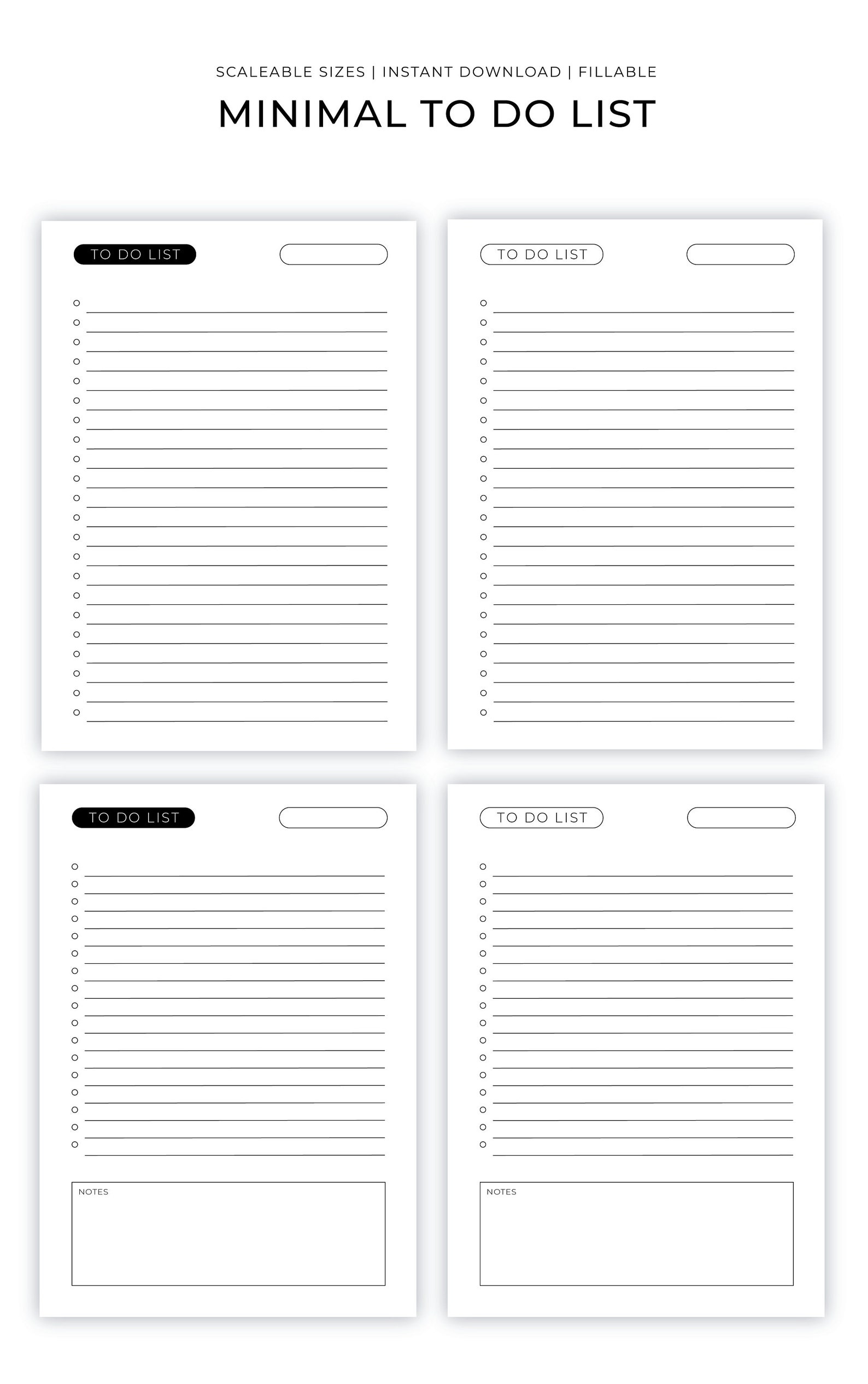 Minimal to Do List Printable / Simple Tasks Lists Template / - Etsy