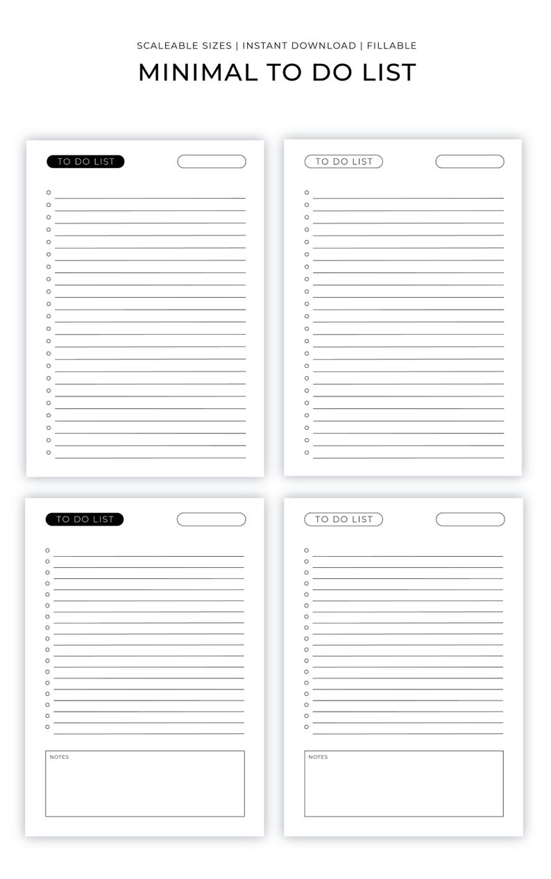 Minimal to Do List Printable / Simple Tasks Lists Template / - Etsy