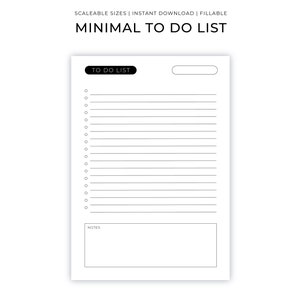 Minimal to Do List Printable / Simple Tasks Lists Template / - Etsy