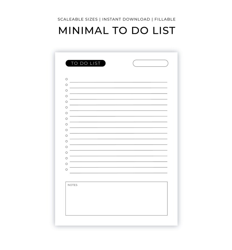 Minimal to Do List Printable / Simple Tasks Lists Template / - Etsy