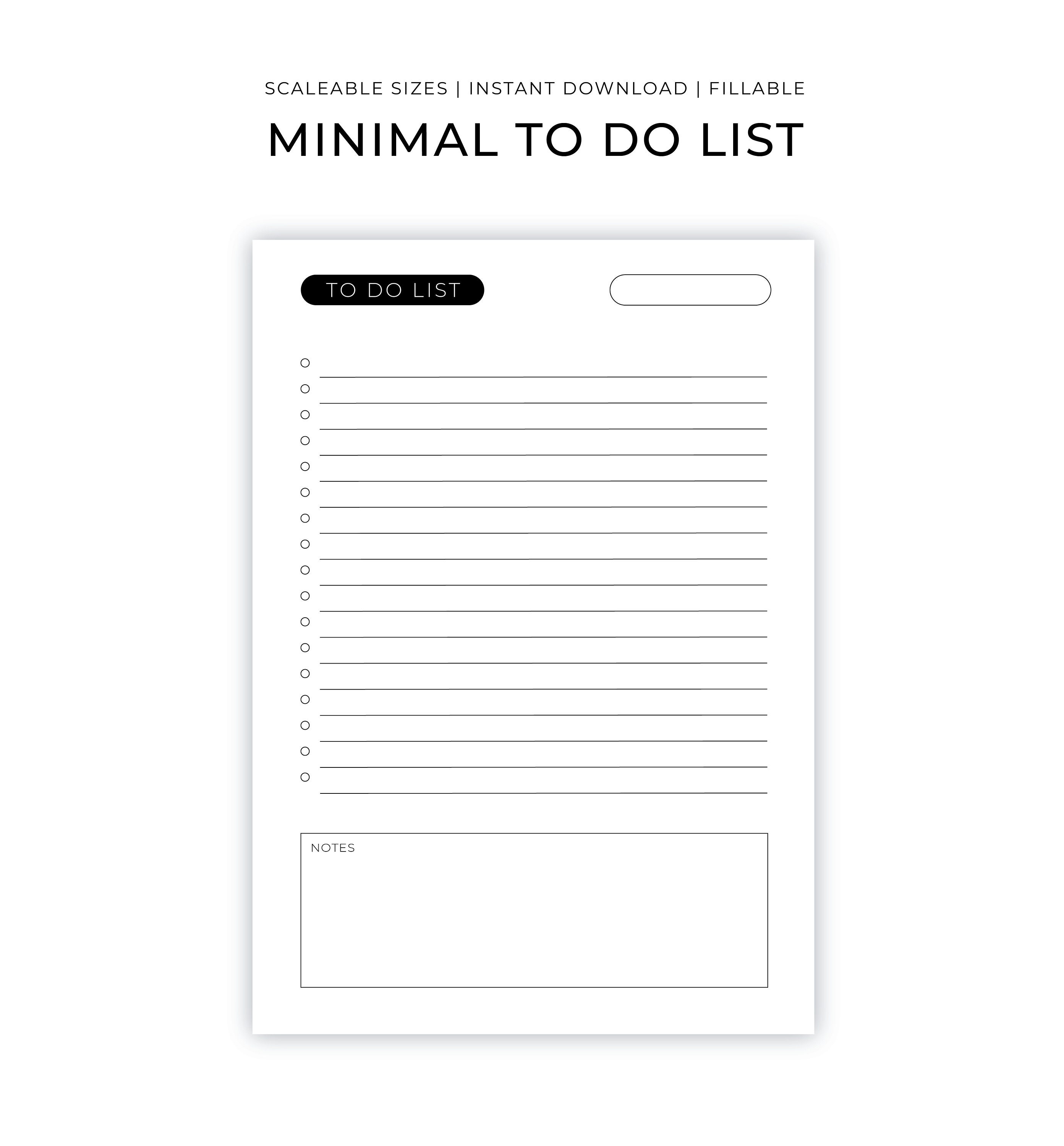 Minimal to Do List Printable / Simple Tasks Lists Template / - Etsy