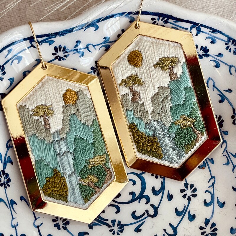 Embroidered Earrings - Etsy