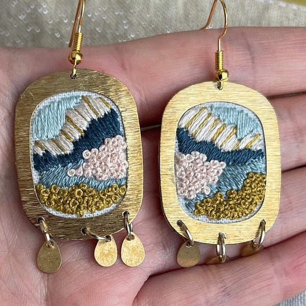 Embroidered Earrings - Etsy
