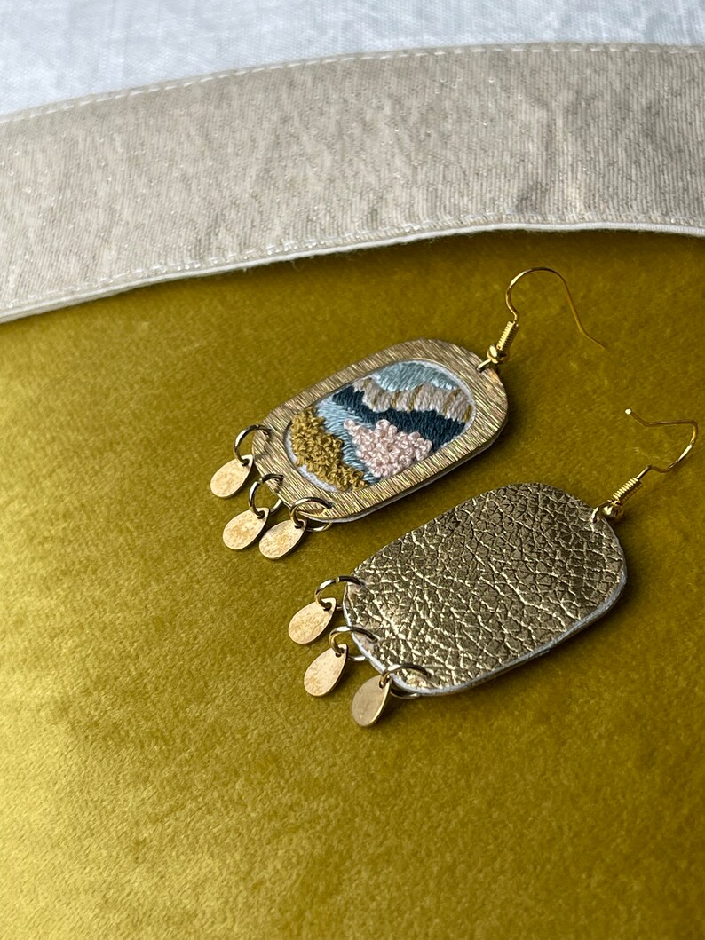 Hand Embroidered Earrings, Handmade Jewelry, Landscape Jewelry, Forest ...