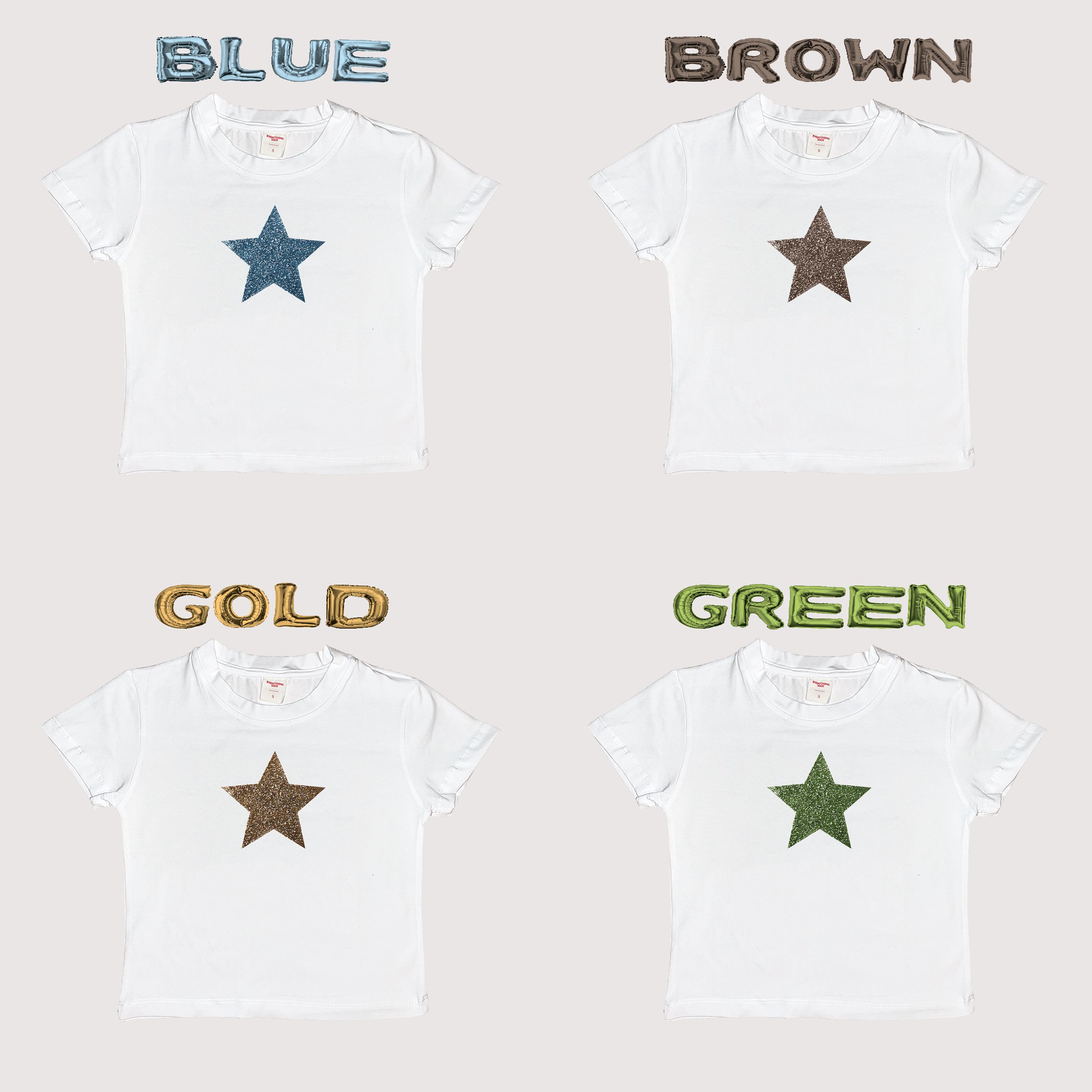 Custom Color Glitter Star Baby Tee: Y2K Cotton Lycra Graphic Shirt - Etsy