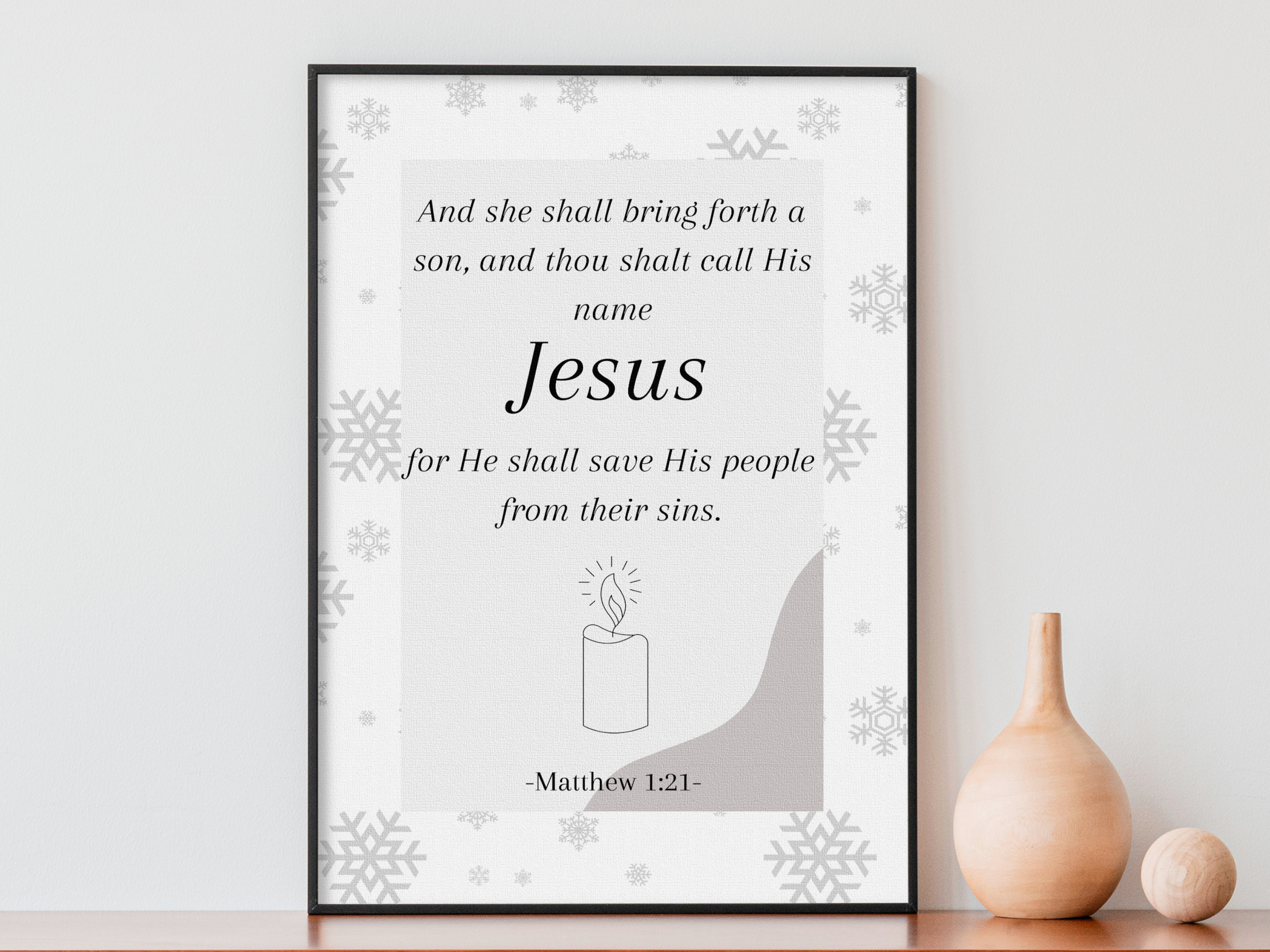 Matthew 1:21 Printable, Christmas Bible Verse Digital Print, Matthew 1 ...