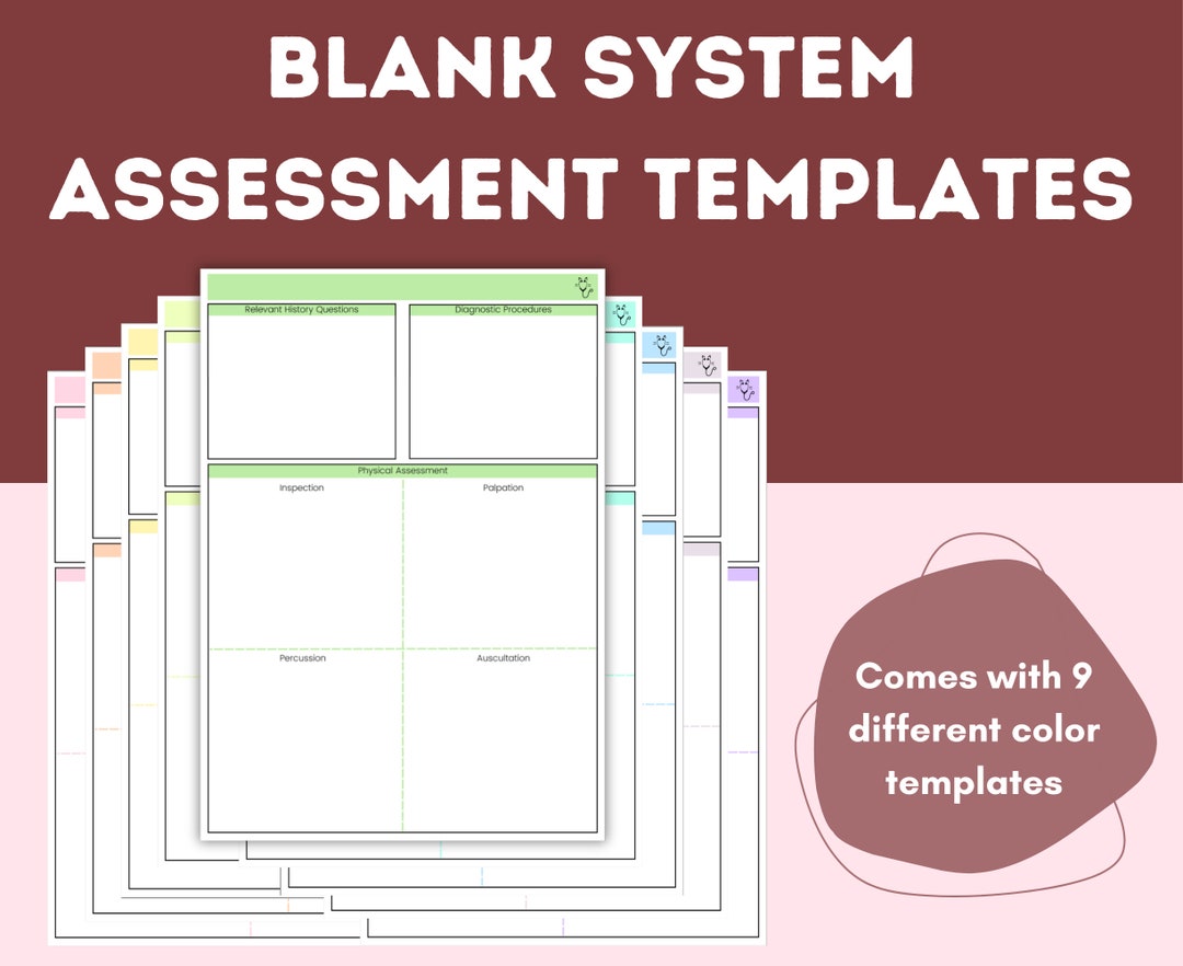 Blank Systems Assessment Template, Colored Study Template, Nursing ...