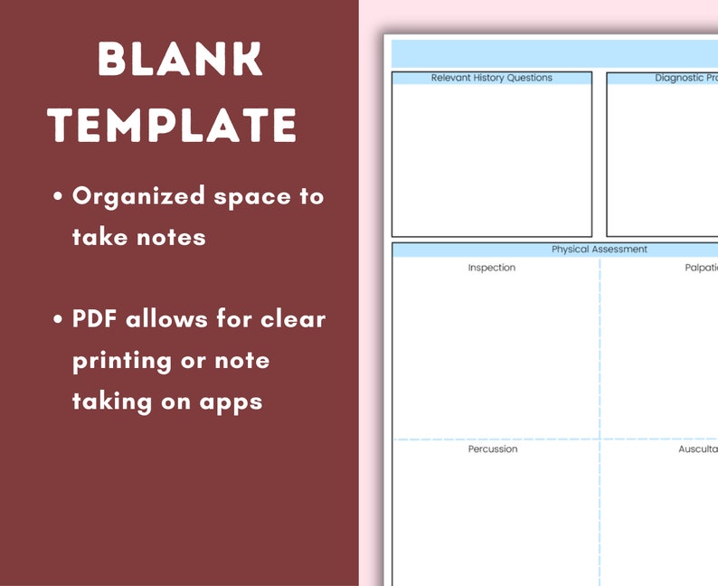 Blank Systems Assessment Template, Colored Study Template, Nursing ...