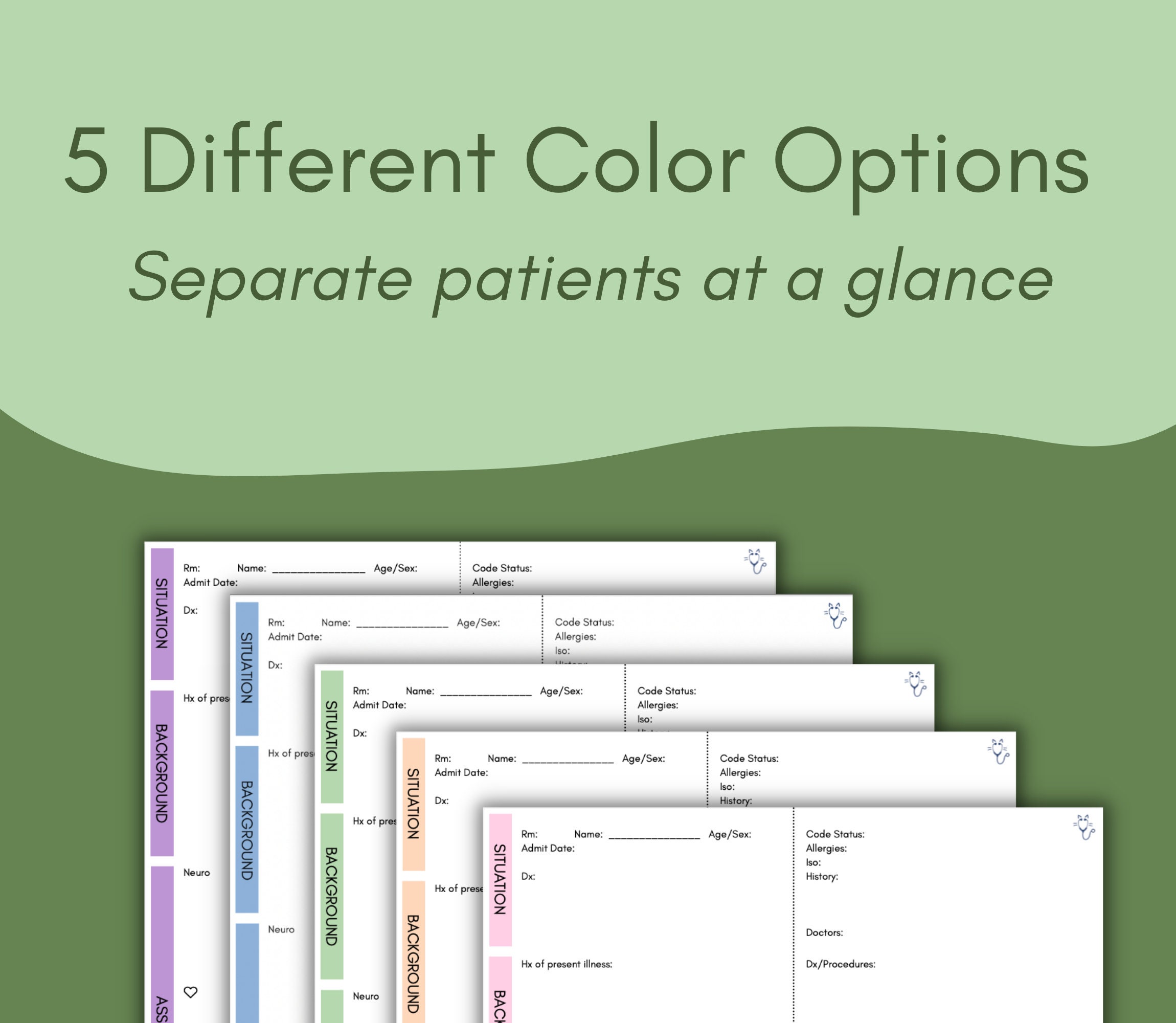 SBAR 2.0 Template for Nurses, Nursing Students, New Grad Rns [5 COLORS ...