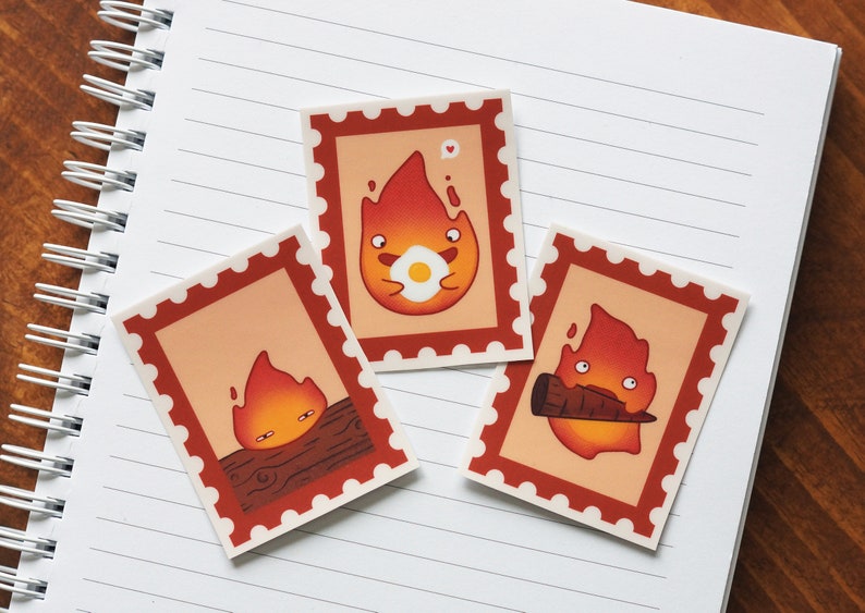 Cute Calcifer Howls Moving Castle Stamp Stickers Studio - Etsy