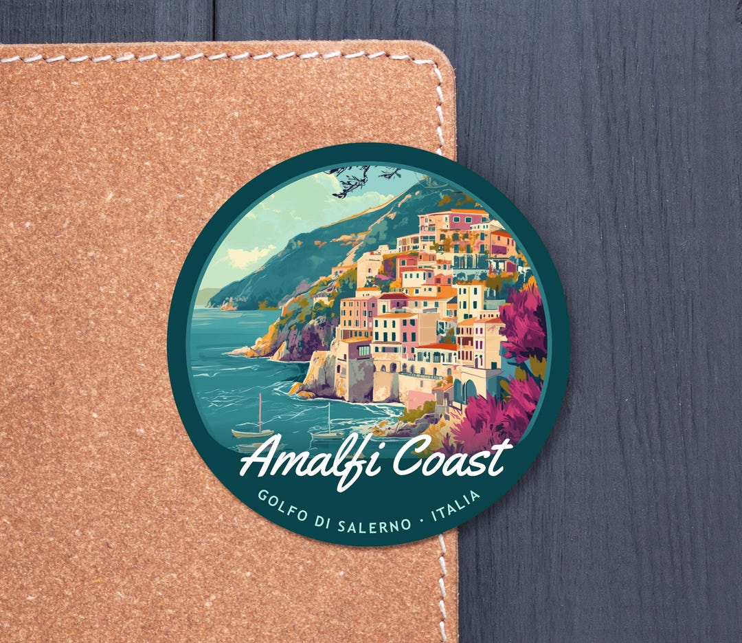 Amalfi Coast Italy Sticker, Mediterranean Art | World Travel Sticker ...