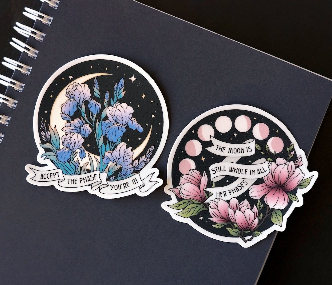 Inspirational Quotes Moon Phase Sticker (matte) | Floral Celestial ...