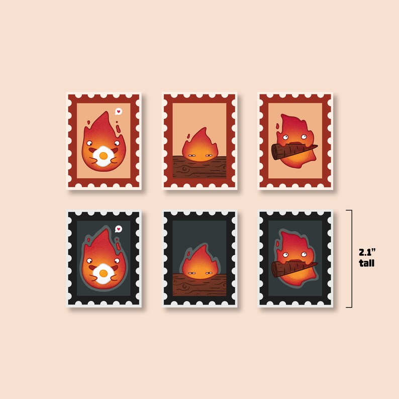 Cute Calcifer Howls Moving Castle Stamp Stickers Studio - Etsy