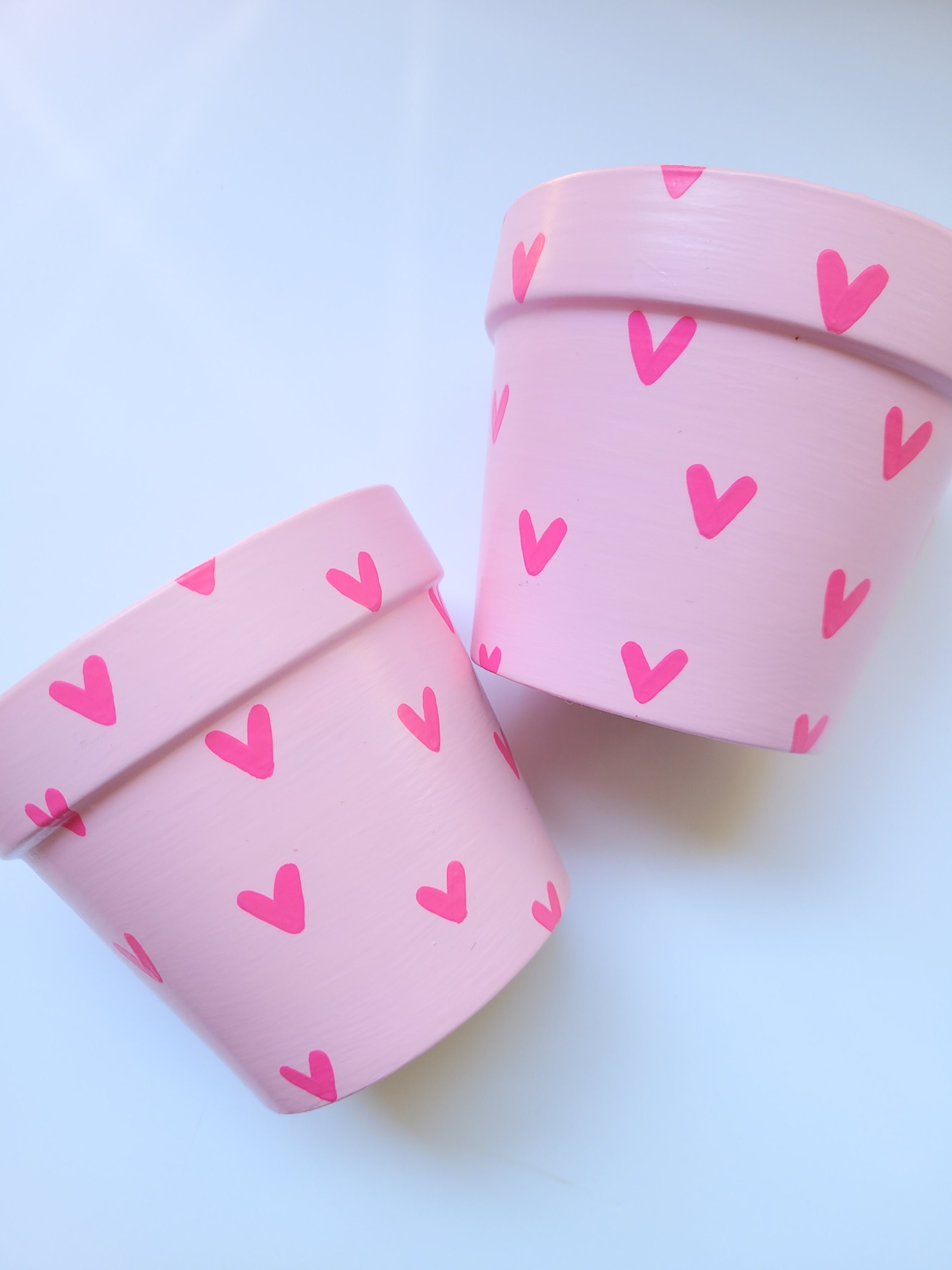 Pretty in Pink Hearts Pot Hand Painted Plant Pot - Etsy