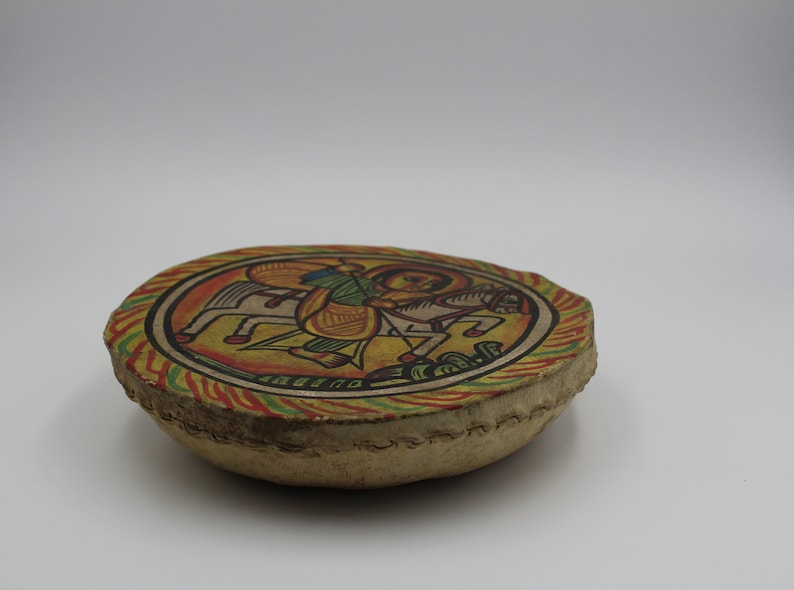 Vintage Ethiopian Icon , Kebero Drum wall Decorated Only From Ethiopia ...