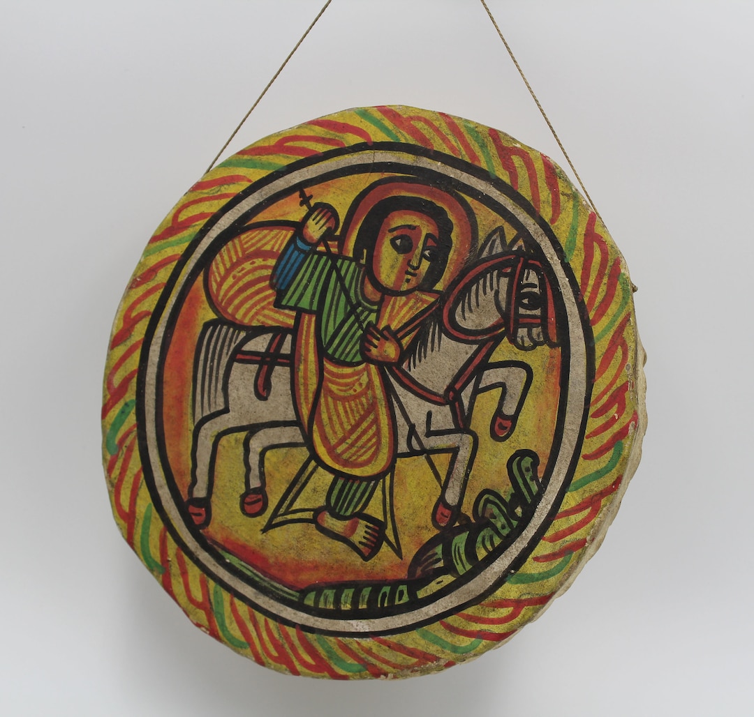 Vintage Ethiopian Icon , Kebero Drum (wall Decorated Only) From ...