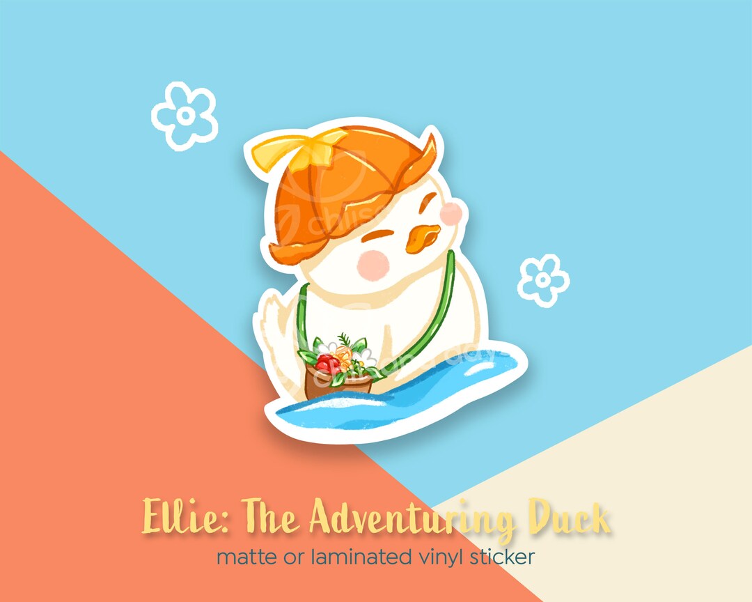 Ellie: the Adventuring Duck Die-cut Vinyl Sticker | Tulip Duck | Kawaii ...