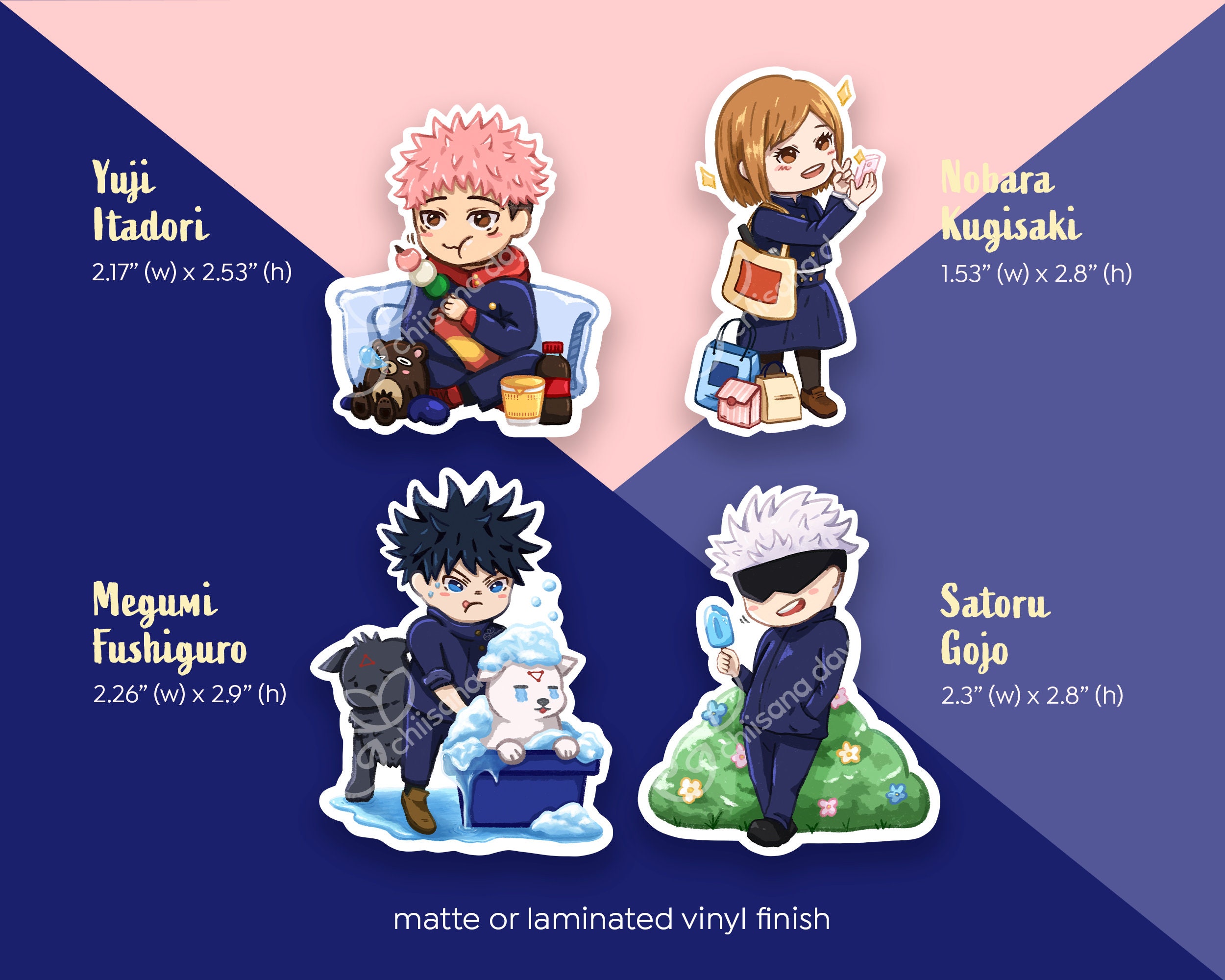 JJK Sorcerers Die-cut Vinyl Sticker Chibi Anime Yuji - Etsy