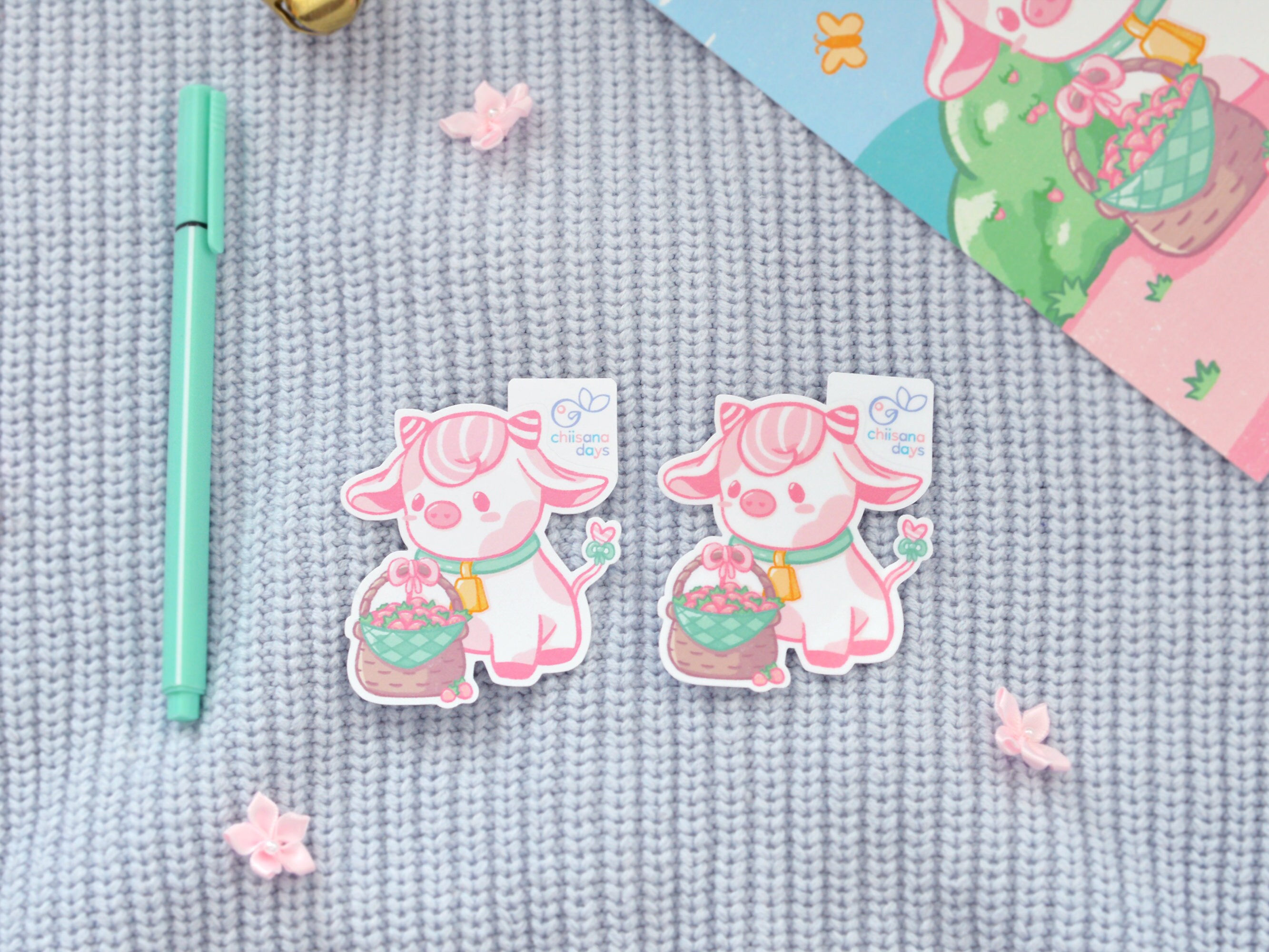 Milkshake: the Cute Pink Strawberry Cow Die-cut Vinyl Sticker Kawaii ...