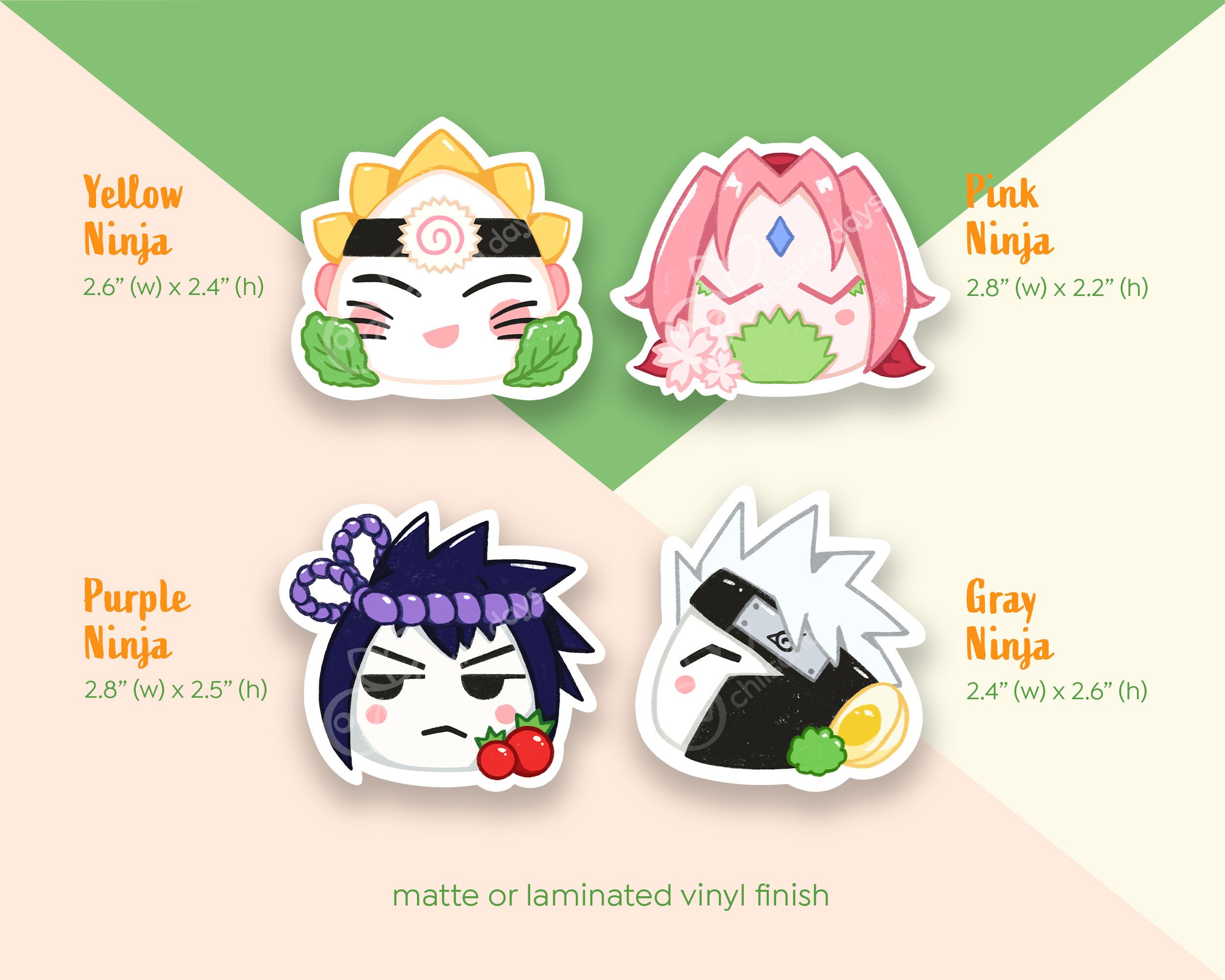 Cute Anime Ninja Onigiri Die-cut Vinyl Stickers Team 7 Kawaii Matte ...