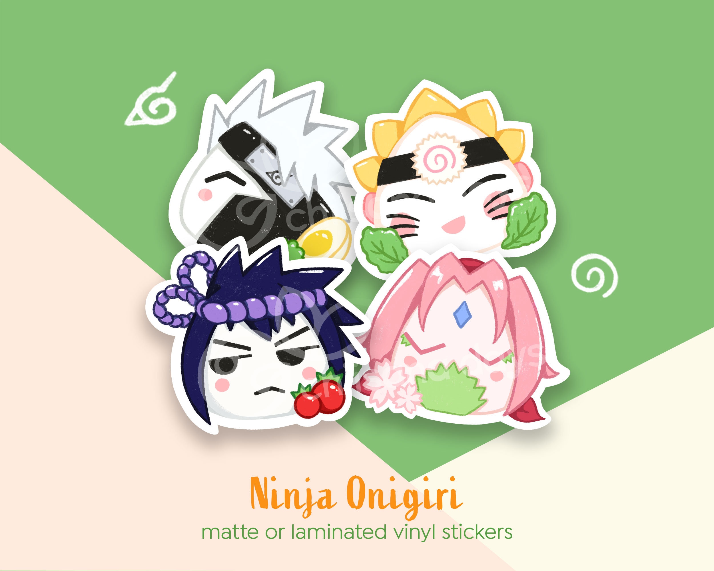 Cute Anime Ninja Onigiri Die-cut Vinyl Stickers Team 7 Kawaii Matte ...
