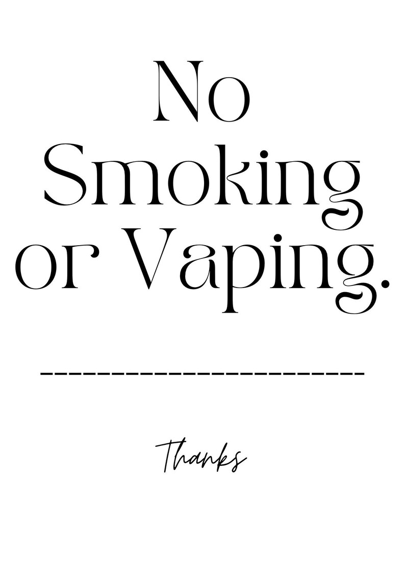 Airbnb No Smoking or Vaping Printable Sign - Etsy