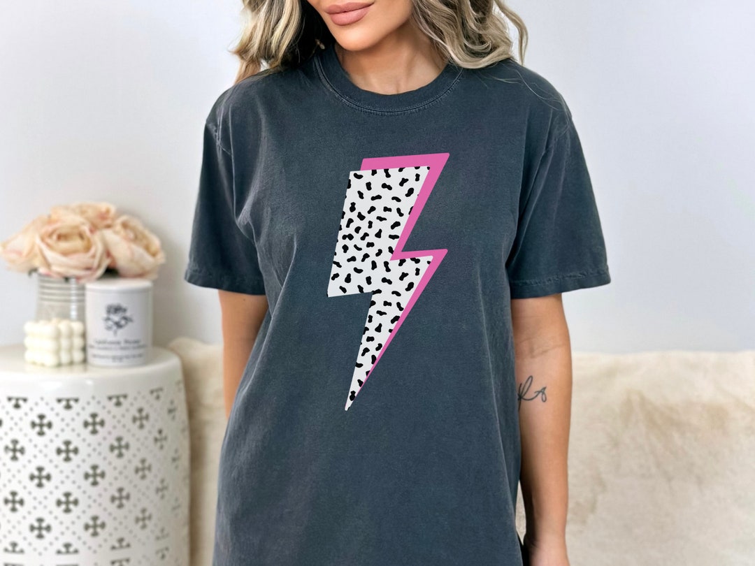 Lightning Bolt Tshirt, Leopard Lightning Bolt Tee, Comfort Colors Tee ...