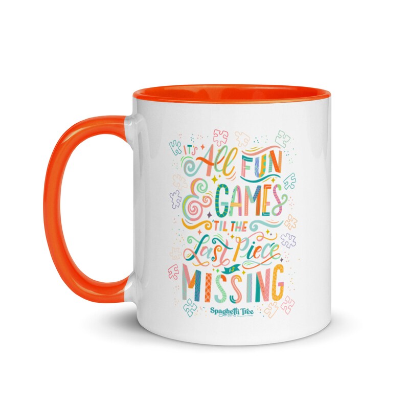 Missing Piece Jigsaw Puzzle Themed Mug With Color Inside - Etsy