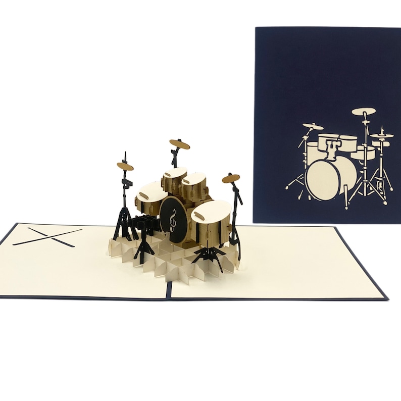 Pop-up Card Drums - Birthday Card for Drummers, Rock Bands or as a Cash ...