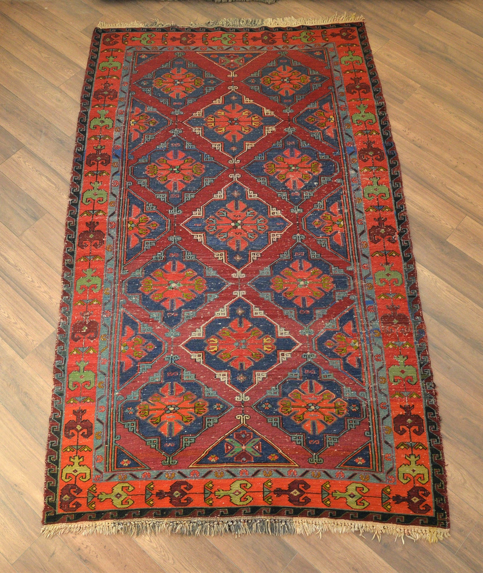 Vintage Old Rug Caucasian Oriental Daghestan Azerbaijan Soumak Crafted ...