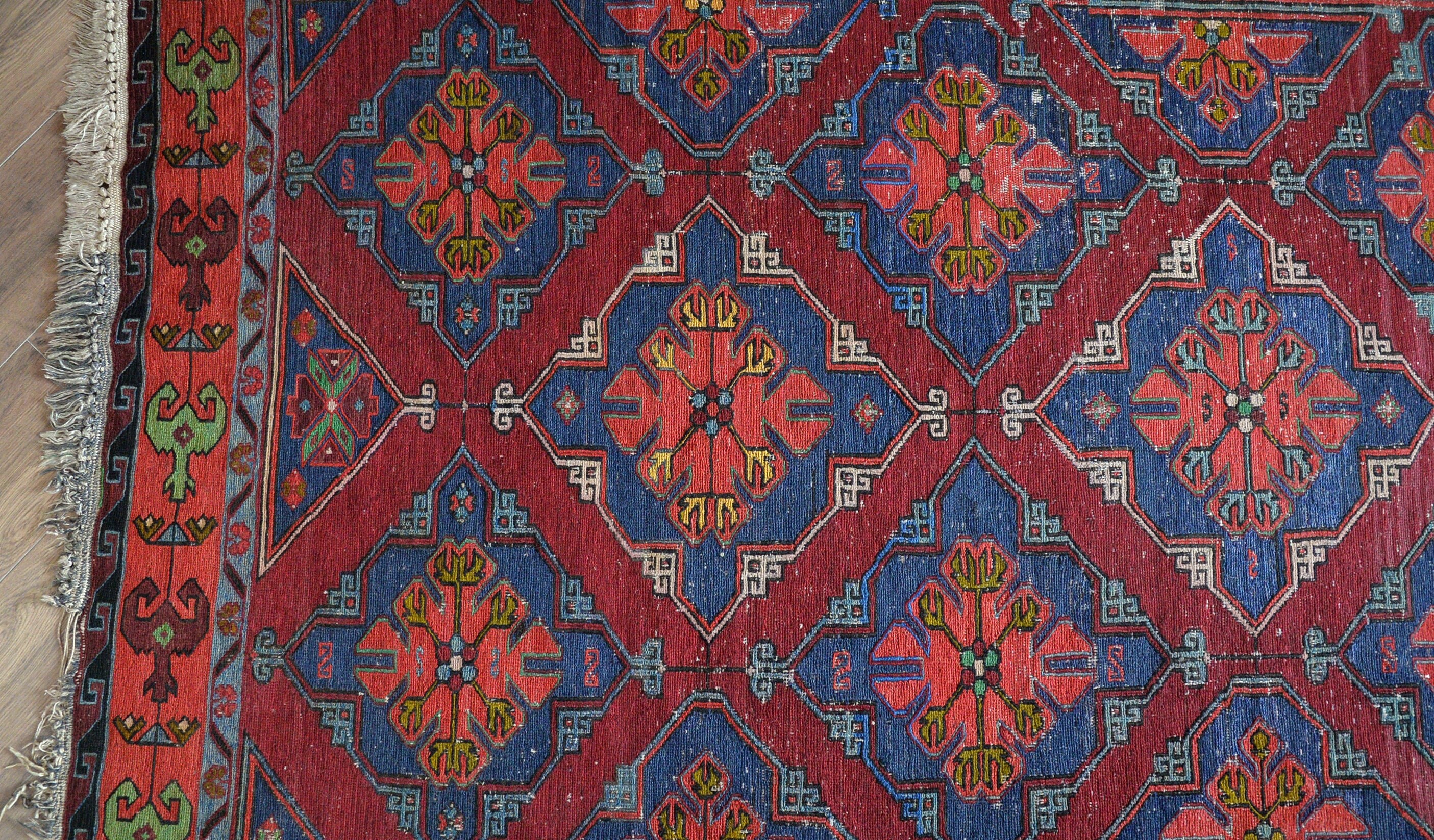 Vintage Old Rug Caucasian Oriental Daghestan Azerbaijan Soumak Crafted ...