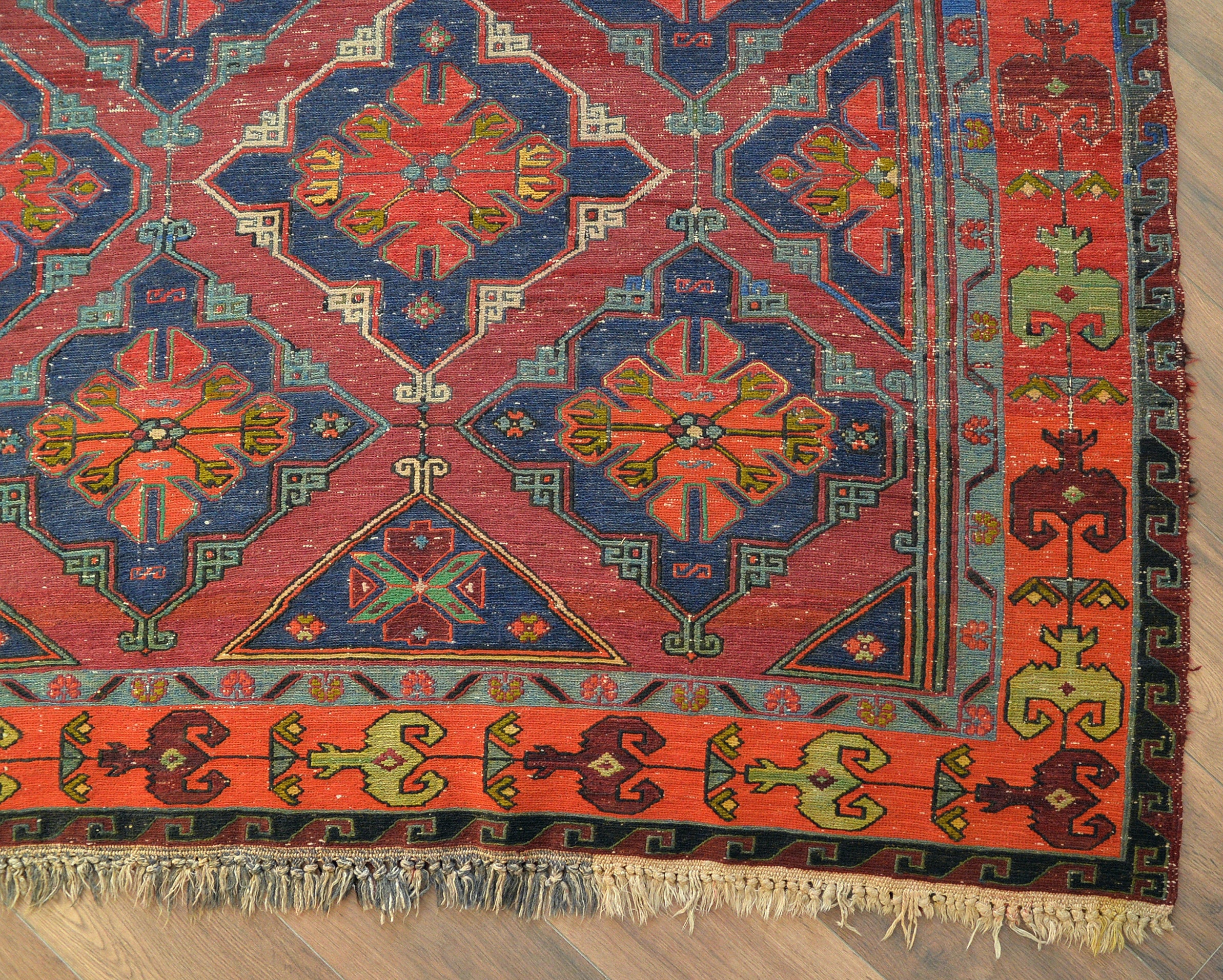 Vintage Old Rug Caucasian Oriental Daghestan Azerbaijan Soumak Crafted ...