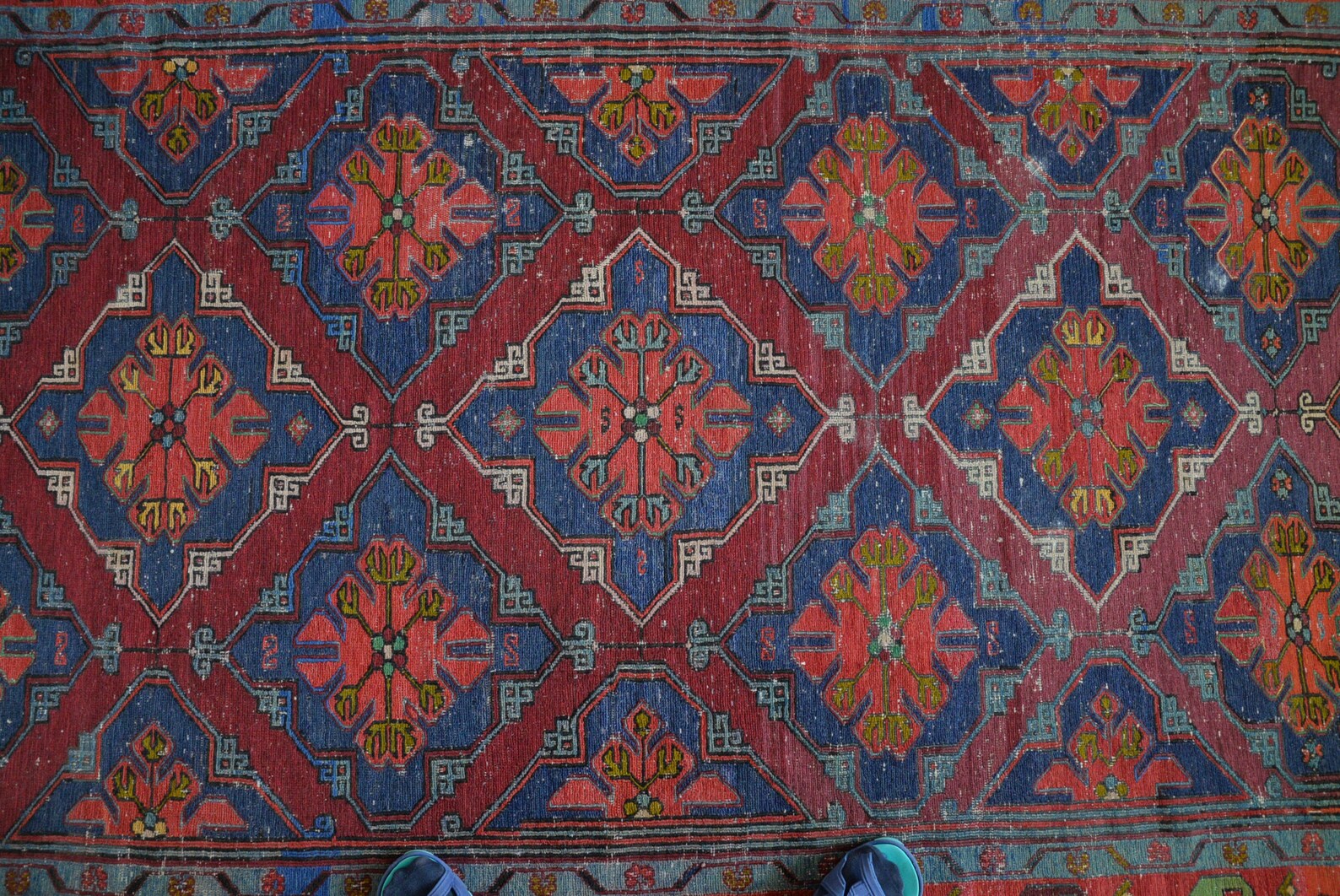 Vintage Old Rug Caucasian Oriental Daghestan Azerbaijan Soumak Crafted ...