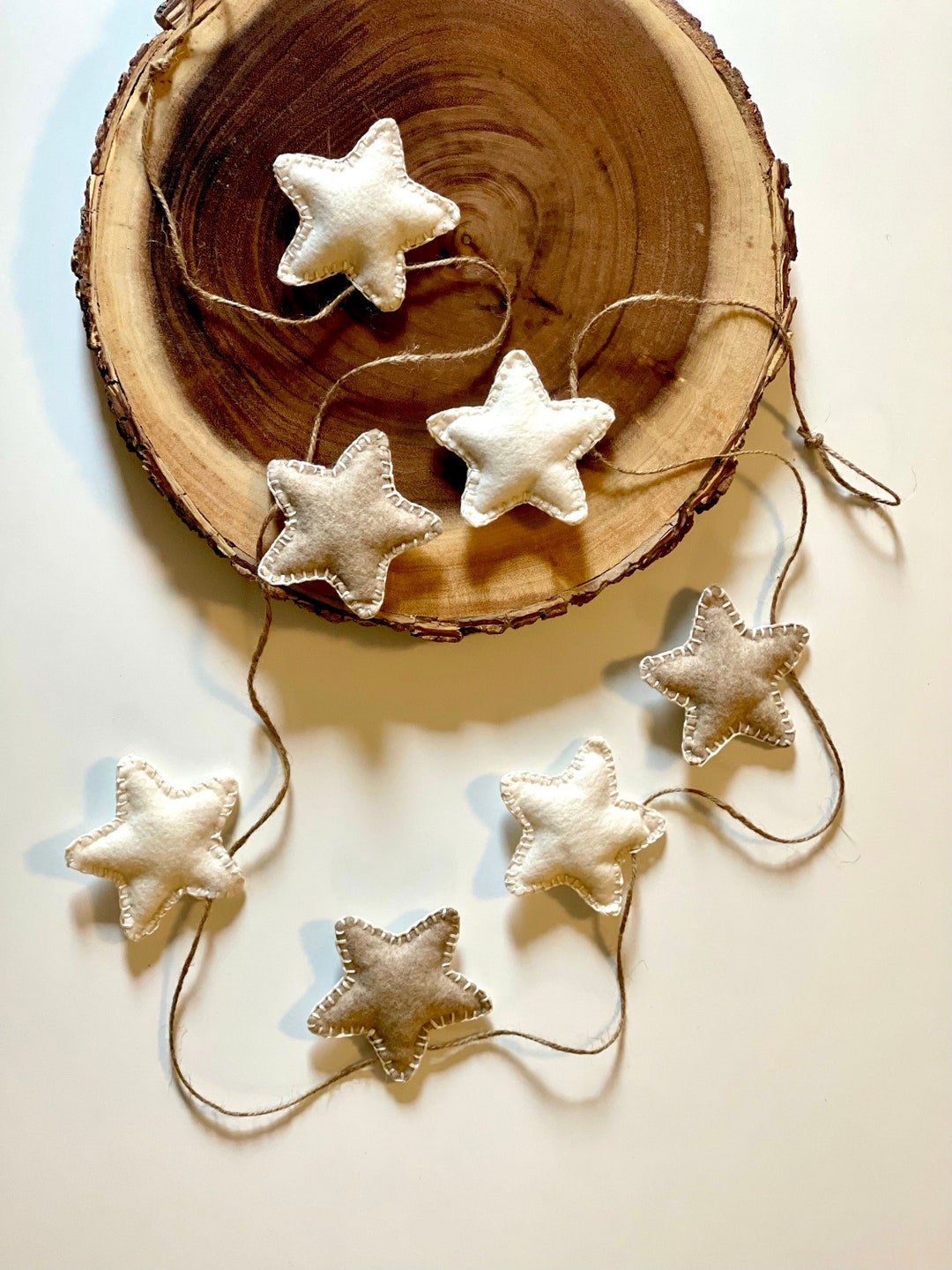 Neutral Felt Star Garland Bohemian Neutral Star Garland Wall Hanging ...