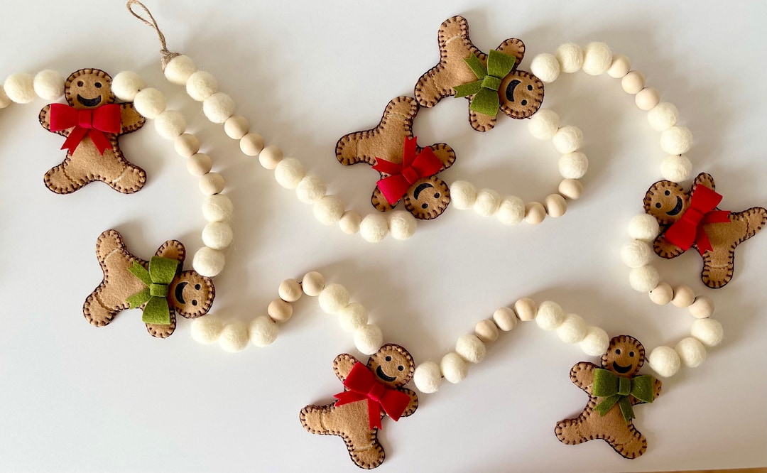 Gingerbread Man Garland | Christmas Garland | Christmas Bunting | Felt ...