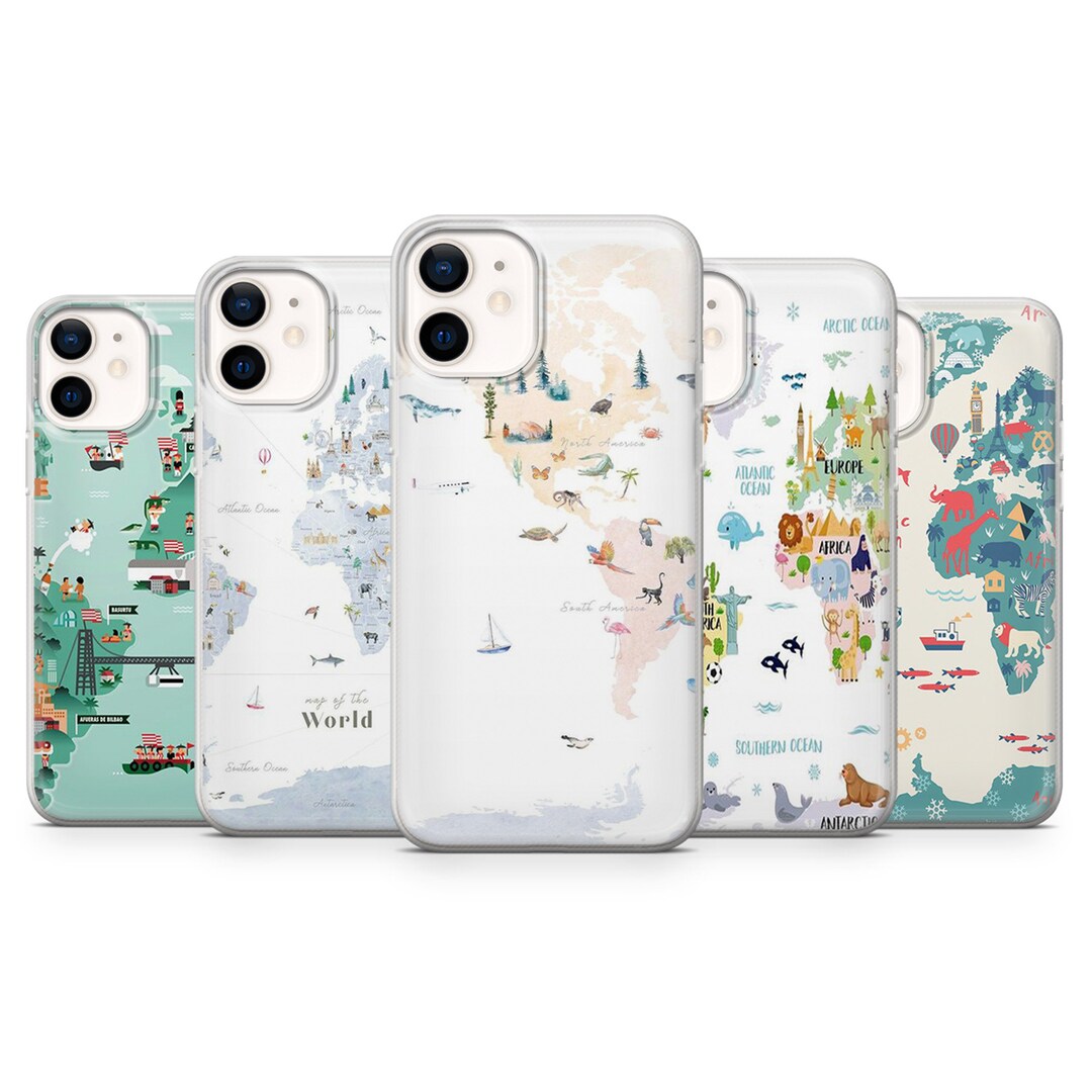 World Map Phone Case Globus Earth Cute Cover Fit for iPhone 15 Pro Max ...