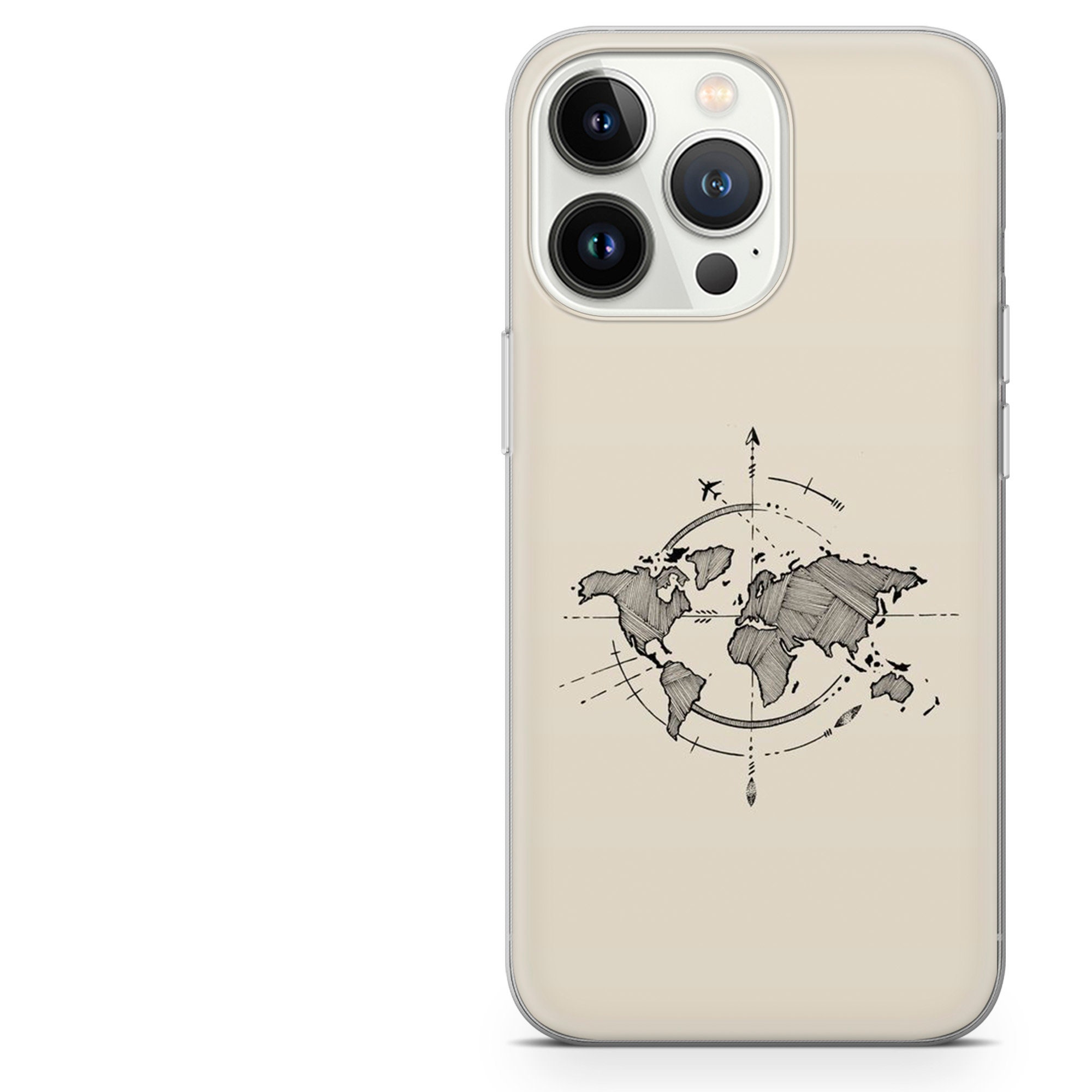 World Map Phone Case One Line Art Cover Fit for Google Pixel 7, 7 Pro ...