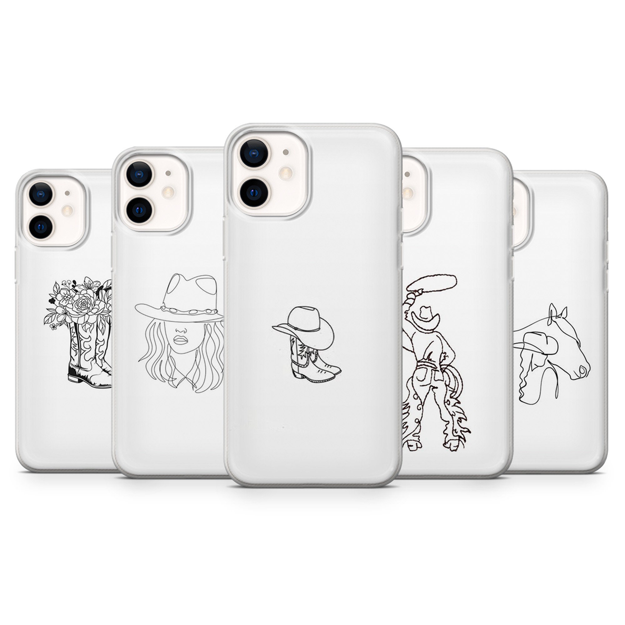 Cowboy Phone Case Rodeo Line Art Cute Cover Fit for iPhone 15 - Etsy