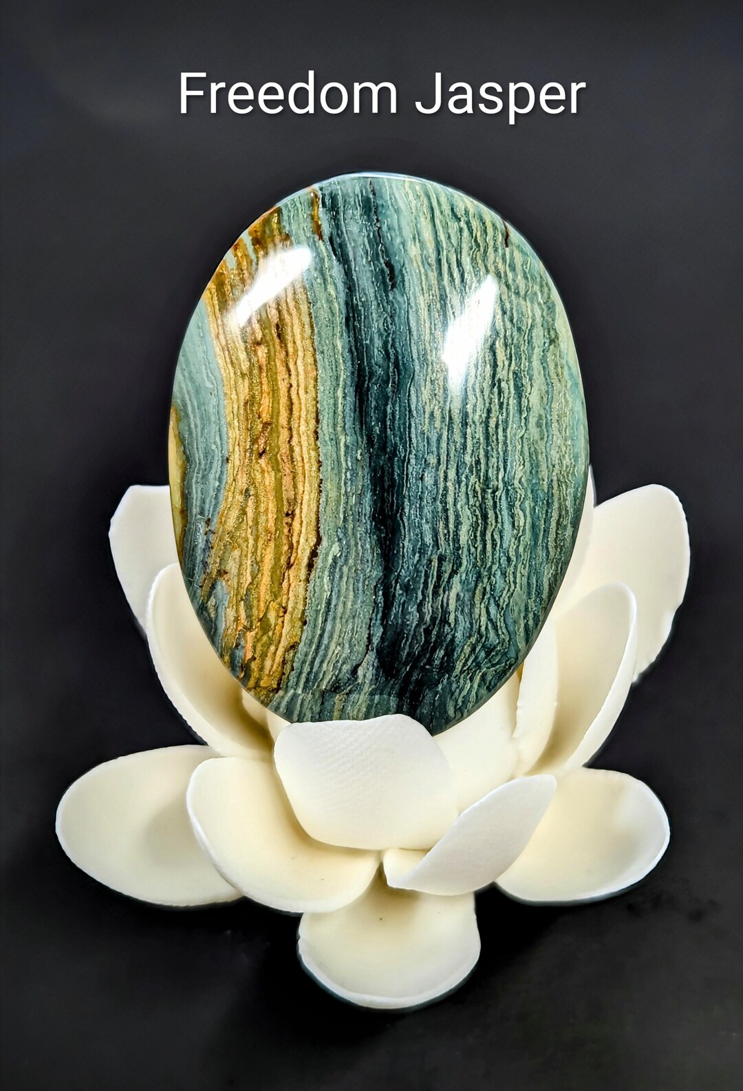 Freedom Jasper, Gary Green Jasper 1.6”X1.2” Cabochon for Jewelry Making ...