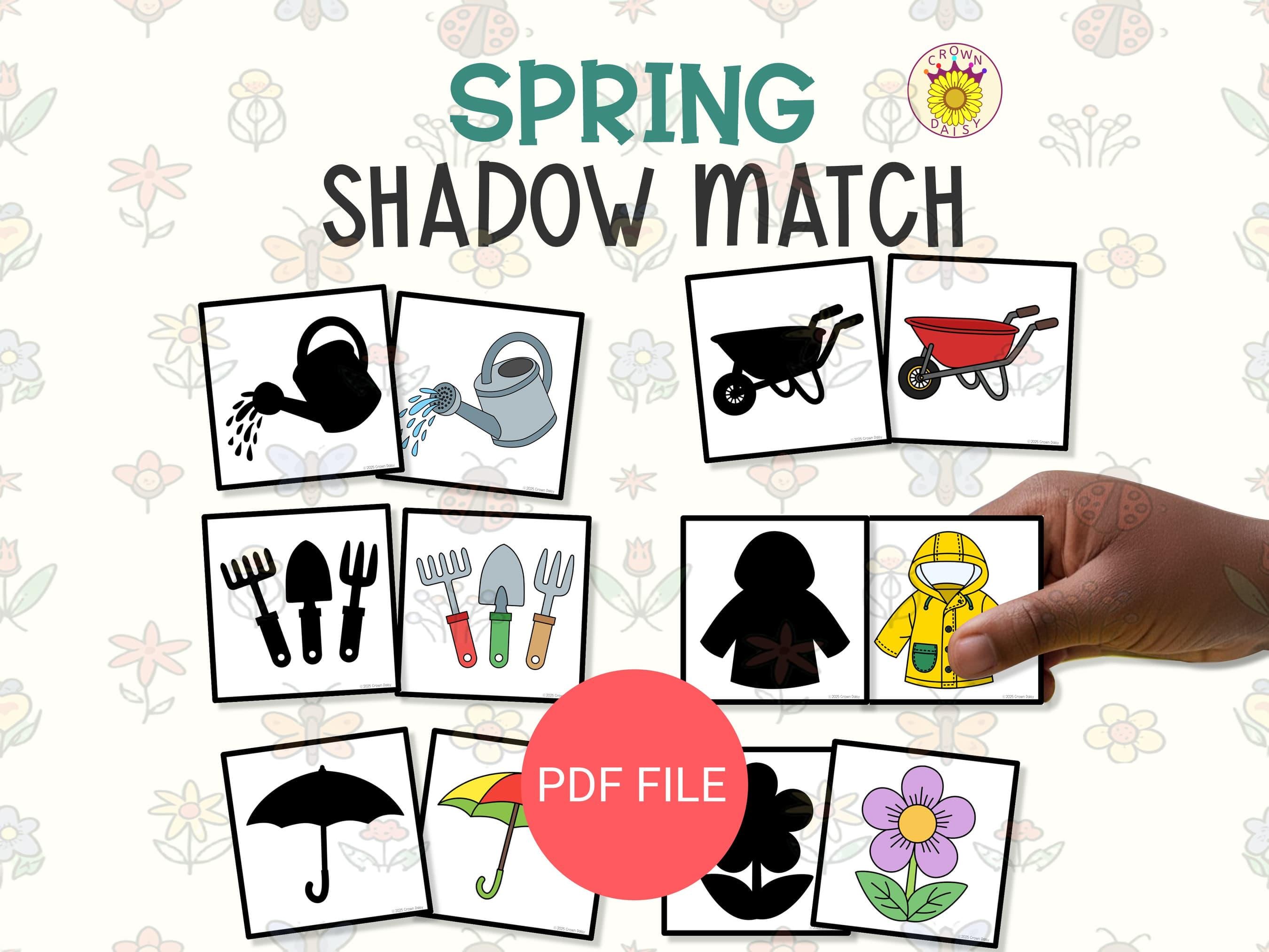 Spring Shadow Matching Cards Printable | Preschool Memory Game | Visual ...