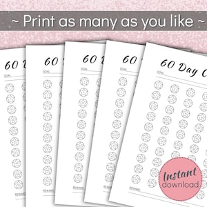 60 Day Challenge Tracker Printable: Goal Setting, Habit Forming (A4, US ...
