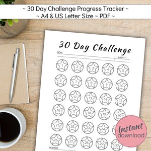 30 Day Challenge Progress Tracker Printable, Habit Forming Action Plan ...