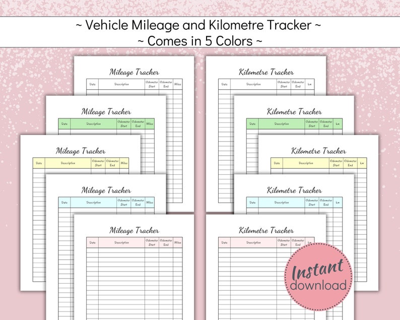 Printable Mileage Tracker, Travel Distance Logbook, Business Miles Log ...