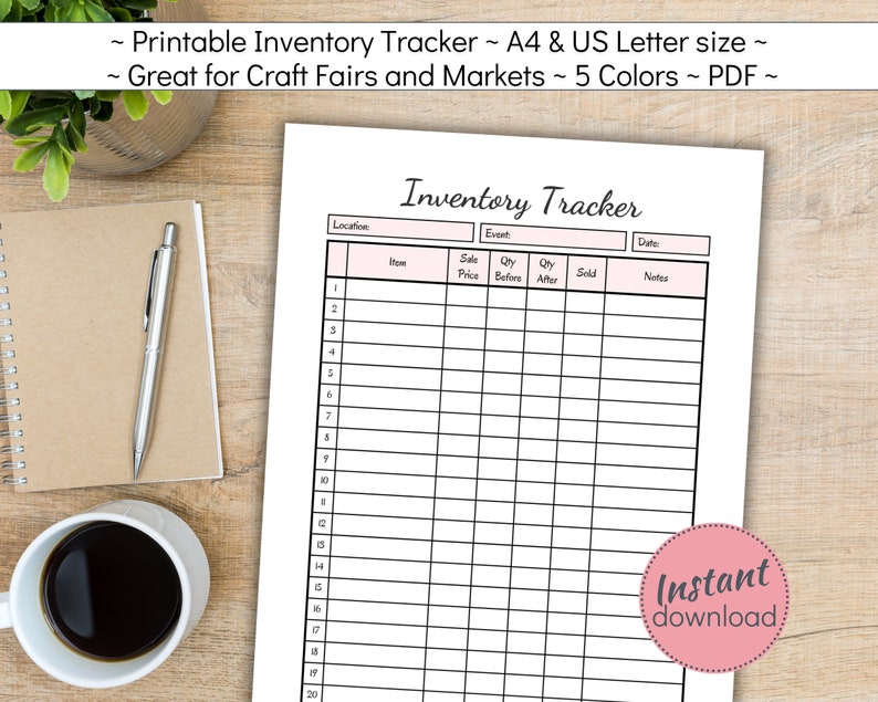 Inventory Tracker Printable, In-person Stock Tracking Sheet for Small ...