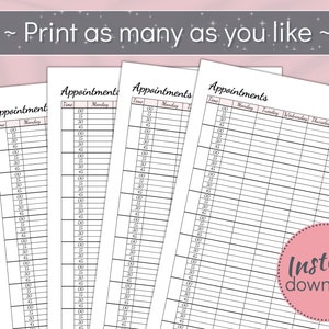Printable Appointment Book With 15 Minute Time Slots Weekly - Etsy